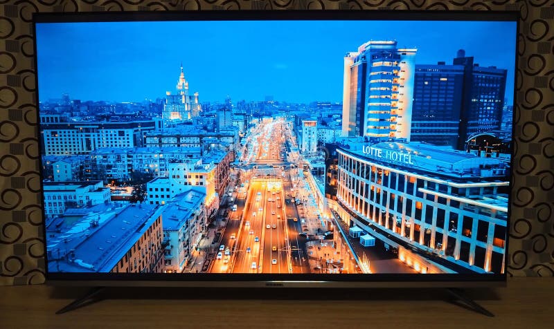 Appearance of a Modern LED TV. Details Close-up of the LED Panel ...