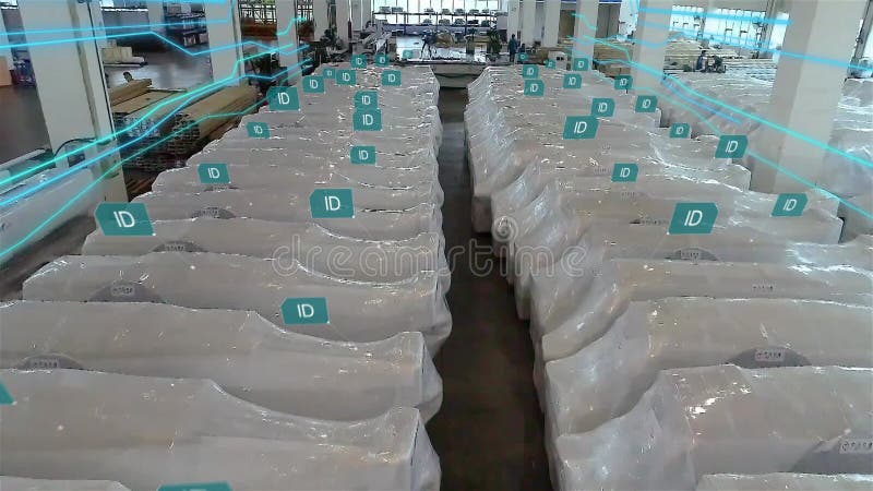 Modern Warehouse Concept. the Appearance of Plates with ID of Goods in ...