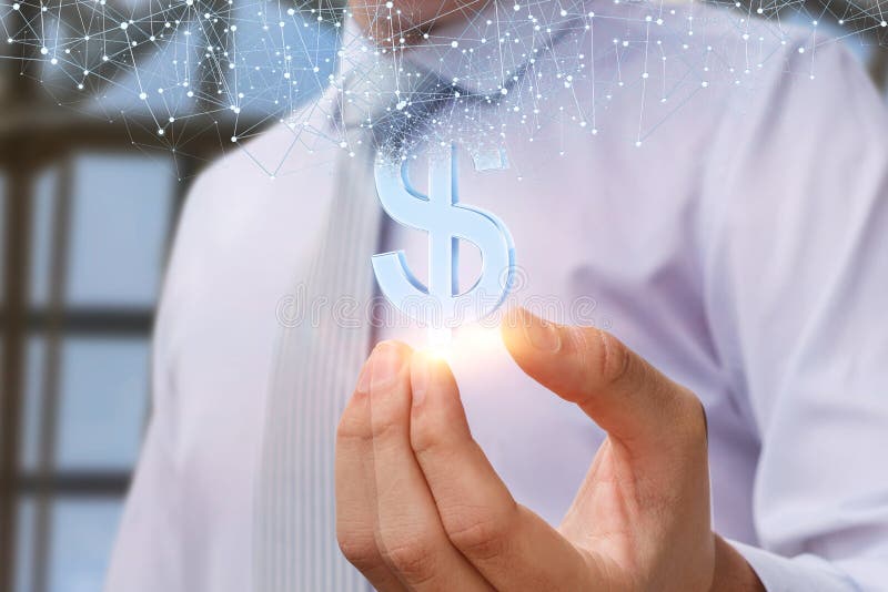 Appears with a Dollar Sign in His Hands. Stock Photo - Image of crisis ...