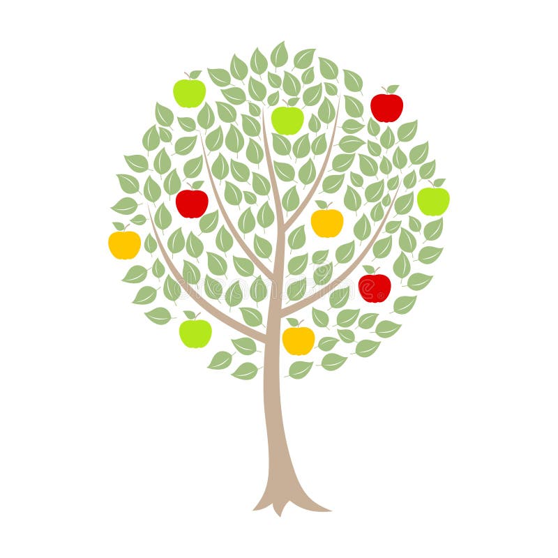 Vector Met Appelen, Kroon En Tak Wordt Geplaatst Die Vector Illustratie ...