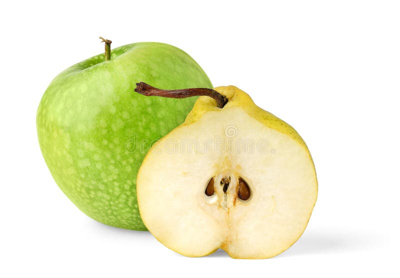 Appel en de helft van peer stock afbeelding. Image of achtergrond ... Appel en de helft van peer stock afbeelding. Image of achtergrond ...