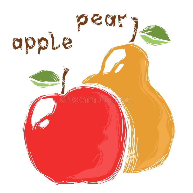 Appel en peer vector illustratie. Illustration of voeding - 3432106