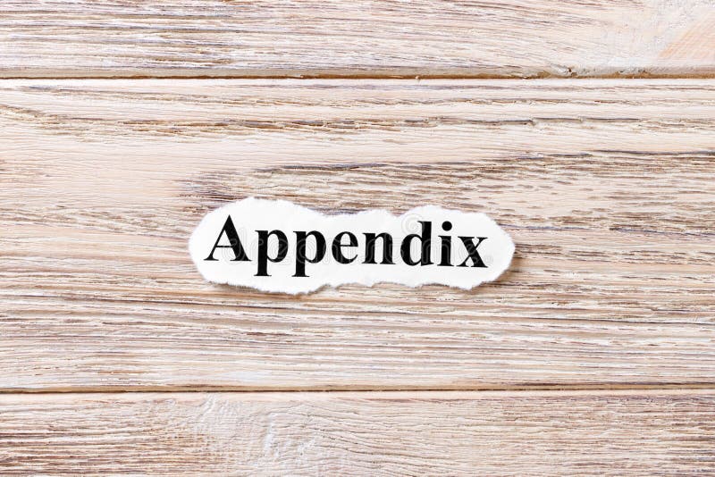 Appendix Word Written on Wood Block. Appendix Text on Table, Concept ...