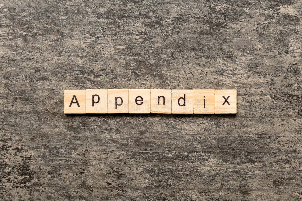 Appendix Word Written on Wood Block. Appendix Text on Table, Concept ...