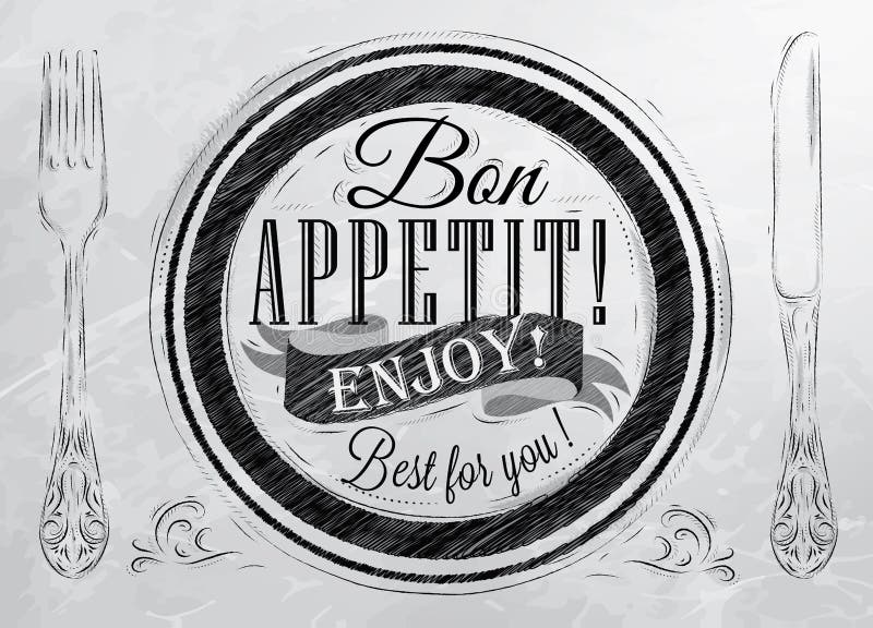 Poster Bon Appétit. Carbone Illustrazione Vettoriale - Illustrazione di ...