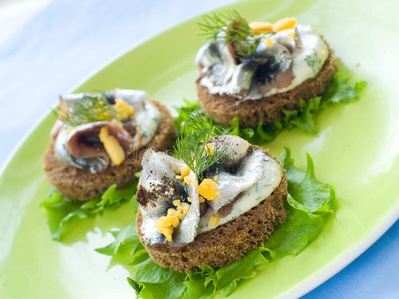 Anchovy canapes stock photo. Image of plate, appetizer - 17221340