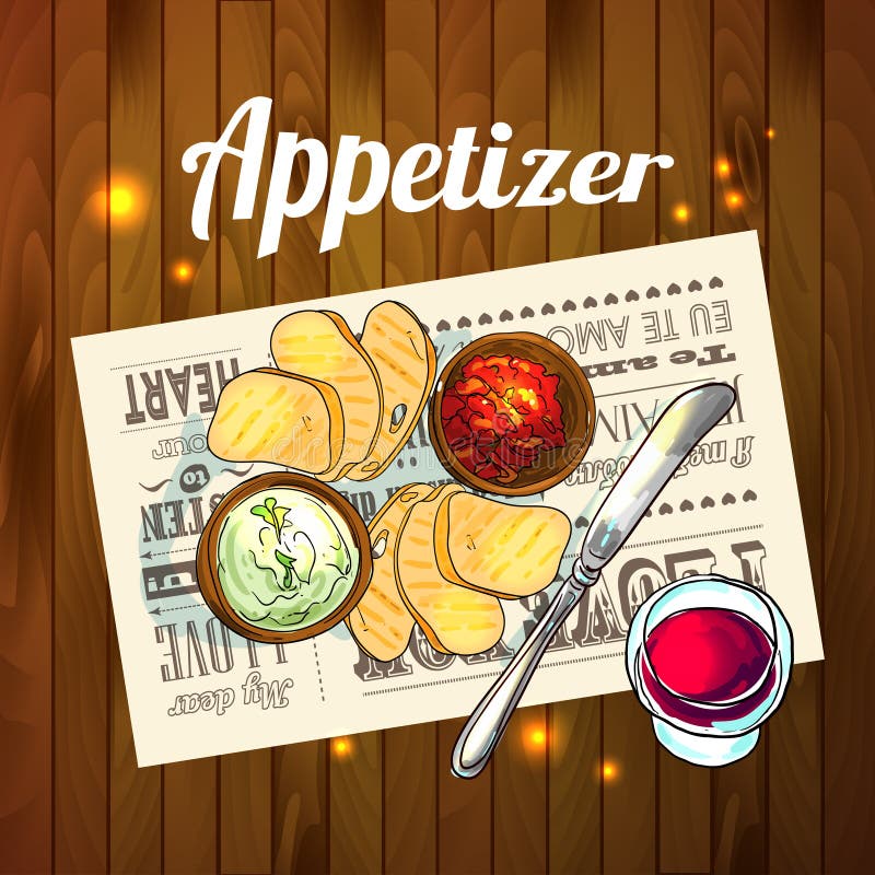 Appetizer and aperitif stock vector. Illustration of cellar - 61918406