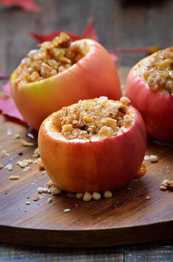Appetizer Baked Stuffed Apples Stock Image - Image of plate, nuts: 89016435