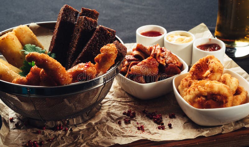 Appetizer beer set stock photo. Image of pepper, rustic - 117307704