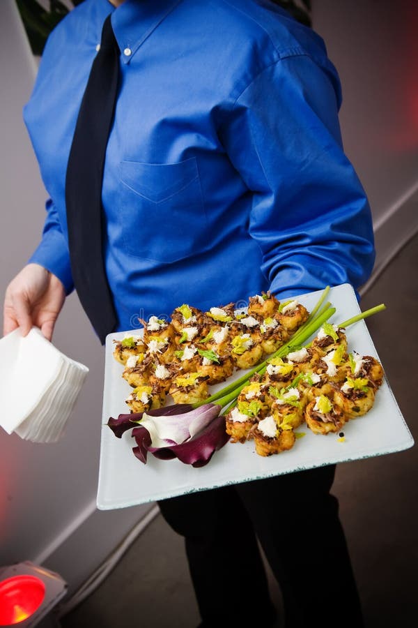 Silver Platter of Appetizers Stock Photo - Image of server, celebration ...
