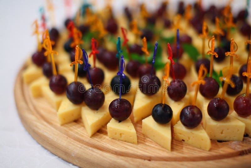 Appetizer with Cheese and Grapes Stock Photo - Image of diversity ...