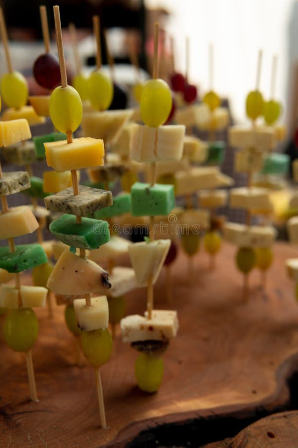 Appetizer Cheese on a Skewer. Lots of Different Types of Cheeses ...