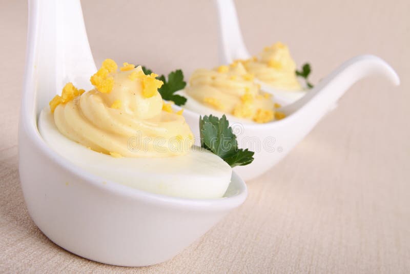Appetizer, Spoon of Egg Deviled Stock Image - Image of yolk, hard: 18151807
