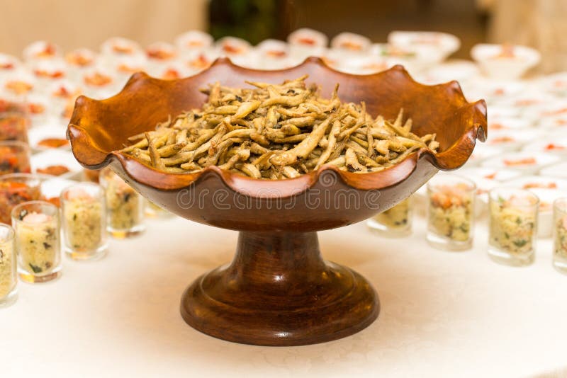 Appetizer of fish stock image. Image of macro, mushrooms - 60345939