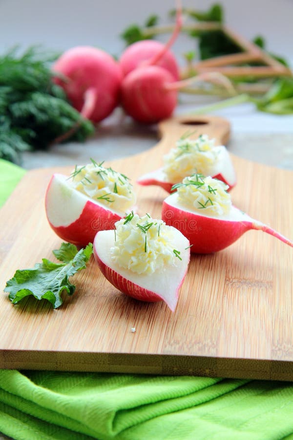 Appetizer of Fresh Radish and Cheese Stock Photo - Image of gourmet ...