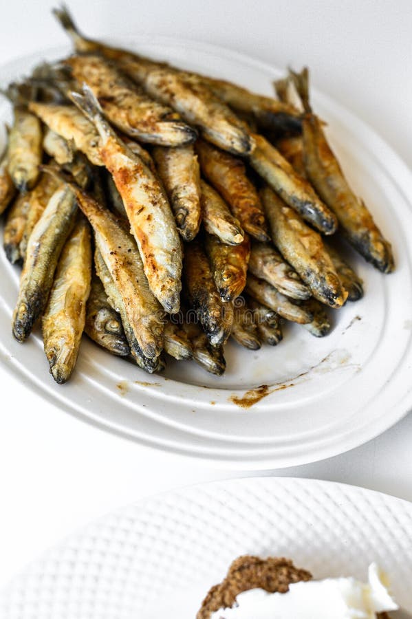 Fried Sprat Fish Lemon White Plate Stock Photos - Free & Royalty-Free ...