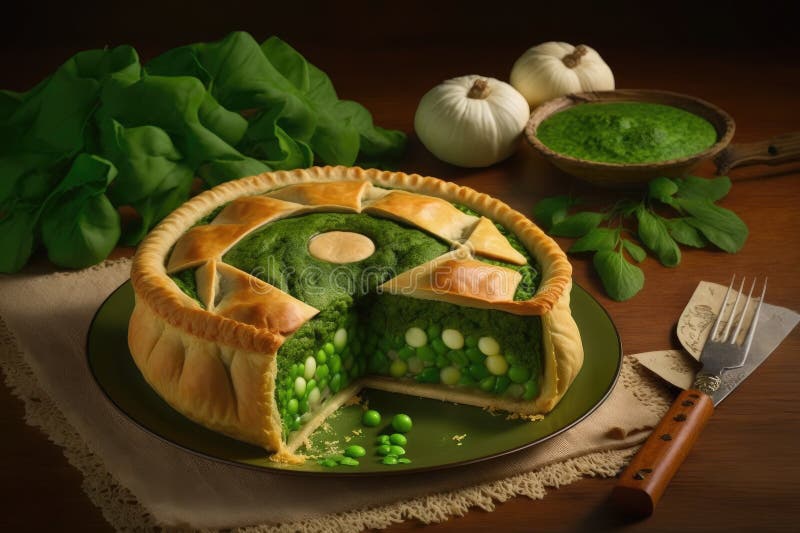 Appetizer from Germany in Form of Bright Green Tyrolean Pie Stock ...