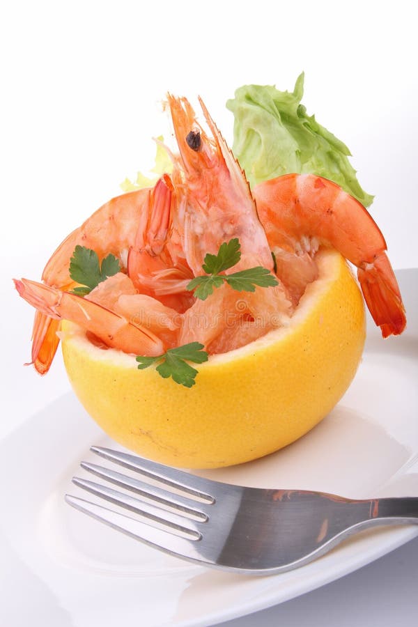 Appetizer, Grapefruit and Shrimp Stock Image - Image of crustacean ...