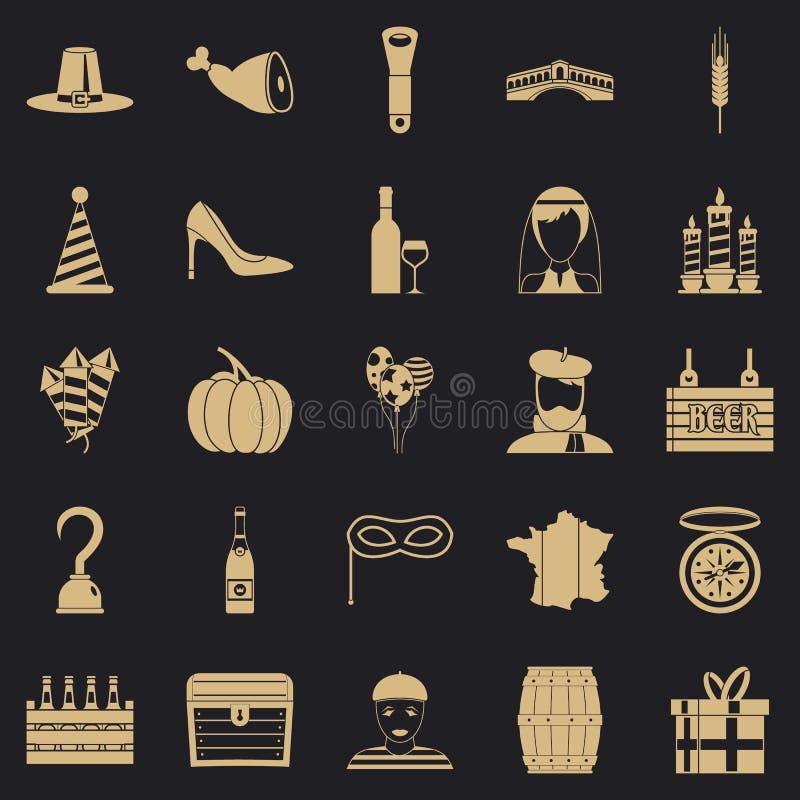 Appetizer Icons Set, Simple Style Stock Vector - Illustration of ...