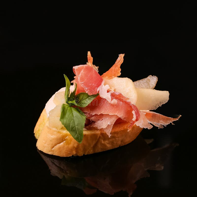 Appetizer Isolated on Black Background. Stock Image - Image of meal ...