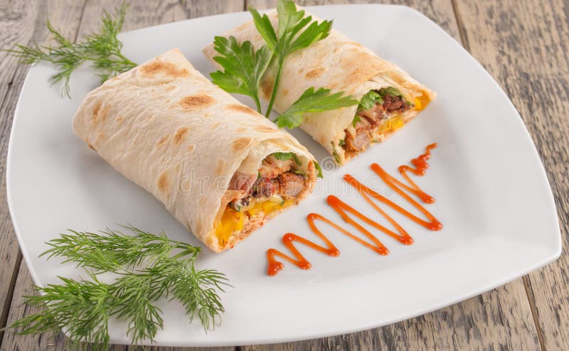 Appetizer Kebab with Ketchup Stock Photo - Image of hummus, green: 71421312