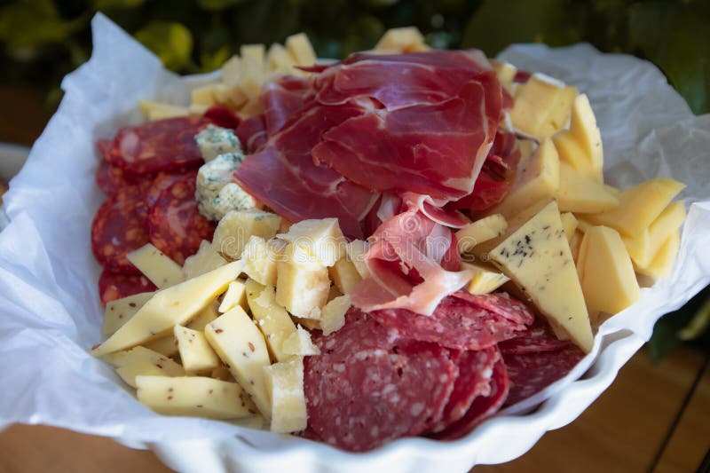 Appetizer Plate with a Meat Selection. Sliced Baked Ham Stock Image ...