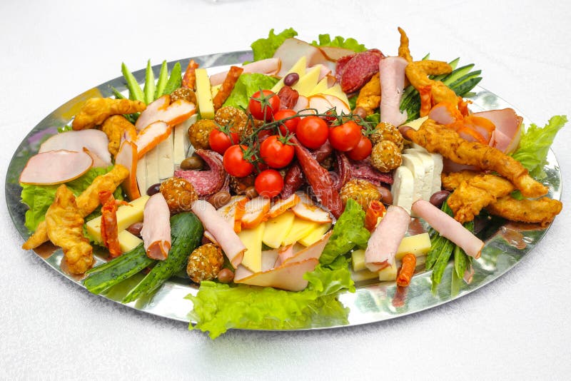 Appetizer Platter of Cold Meats with Green Chili Stock Photo - Image of ...