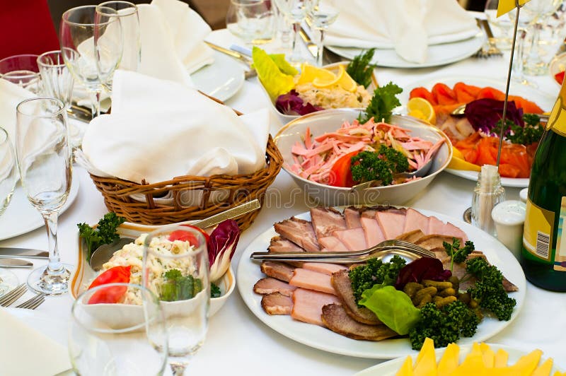 Food on buffet table stock image. Image of dinner, platters - 33277097