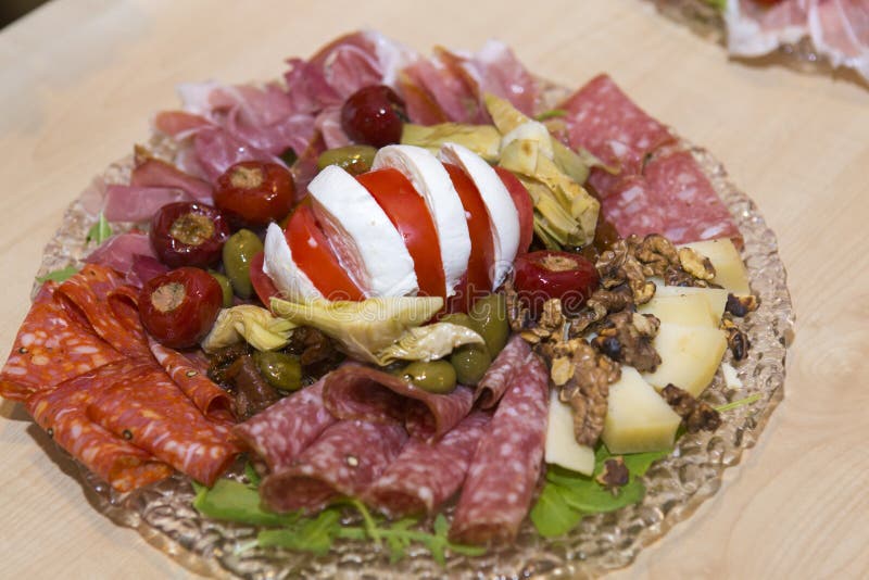 Italian Style Plate with Appetizers Stock Image - Image of color, fork ...