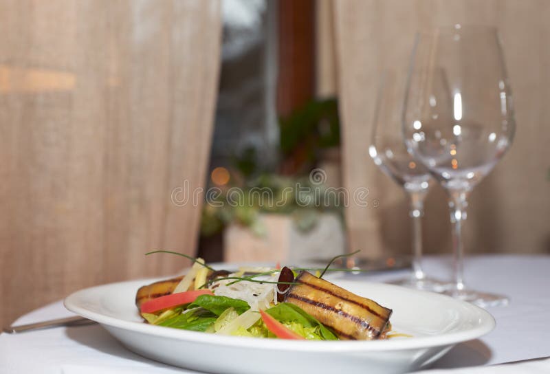 Appetizer on Restaurant Table Stock Photo - Image of elegance, plate ...