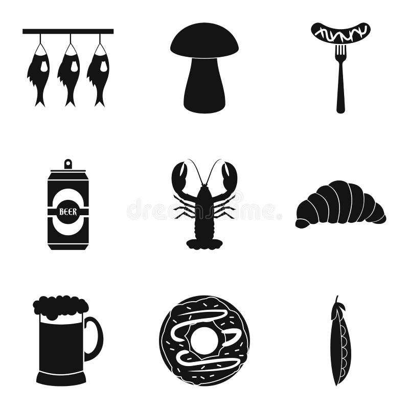 Appetizer Sausage Icons Set, Simple Style Stock Vector - Illustration ...