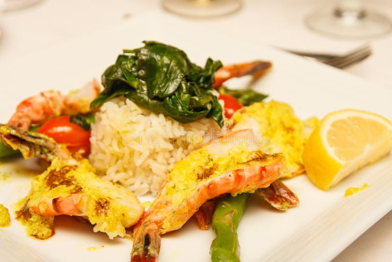 Seafood Risotto Appetizer stock photo. Image of spinach - 30284374