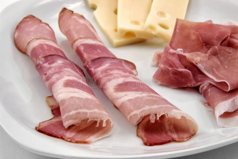 Appetizer of Sliced Ham and Cheese Stock Photo - Image of breakfast ...