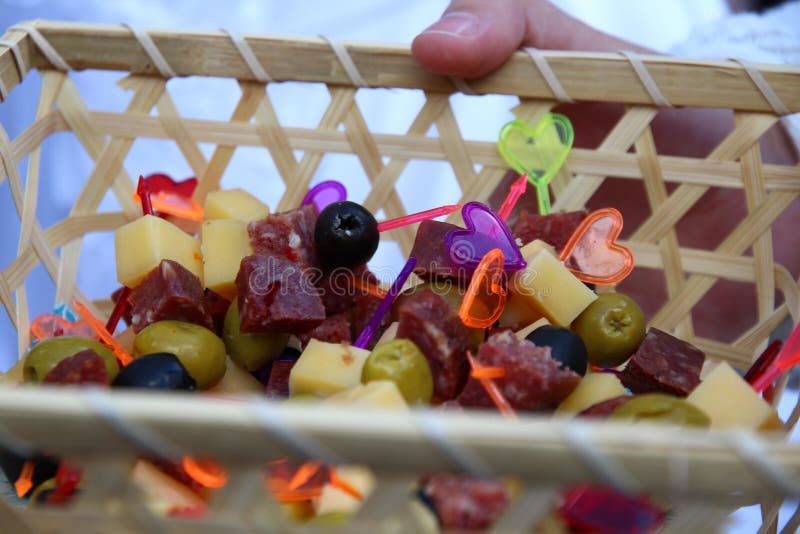 Appetizer stock image. Image of basket, pieces, cheese - 67779171
