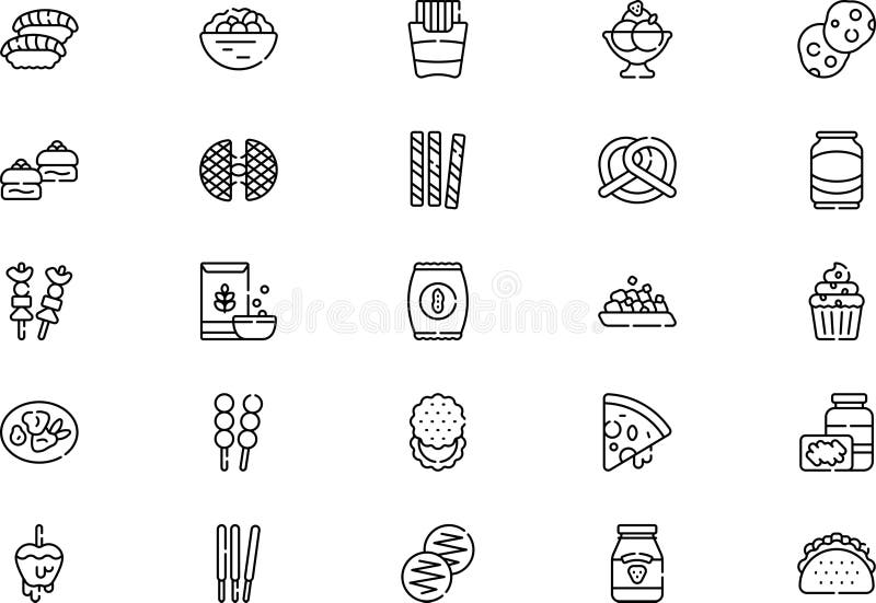 Appetizer and Snacks Icons Collection is a Vector Illustration with ...