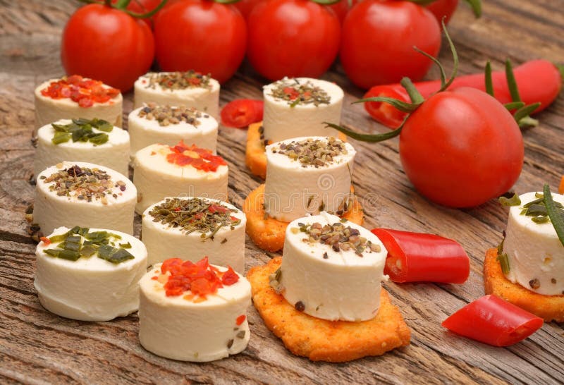 Appetizers Cheese Bruschetta Herbs Tomato Chilli Peppers Vegetarian ...