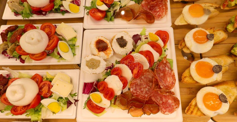 Appetizers with Cheese Eggs and Mixed Cold Cuts Stock Image - Image of ...