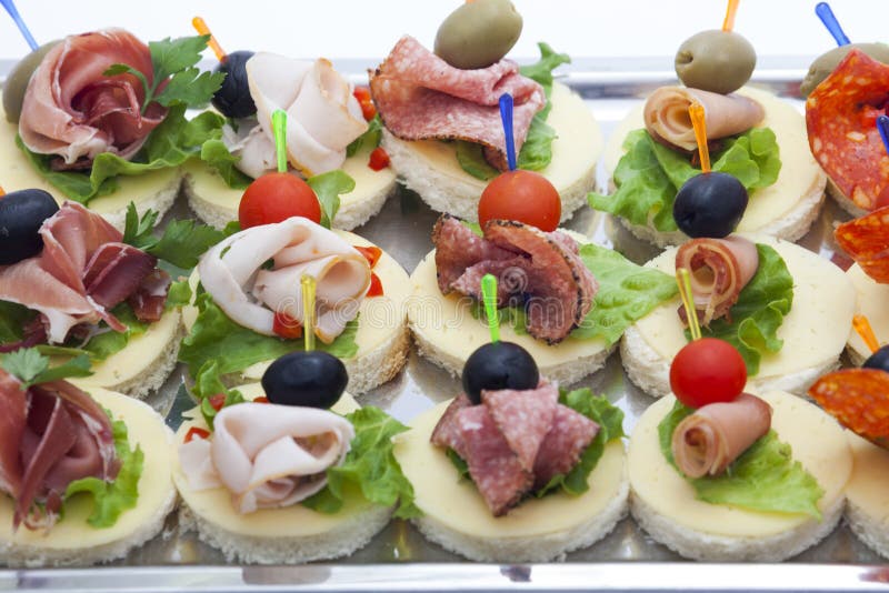 Appetizers Mini Desserts on Catering Buffet Stock Photo - Image of ...
