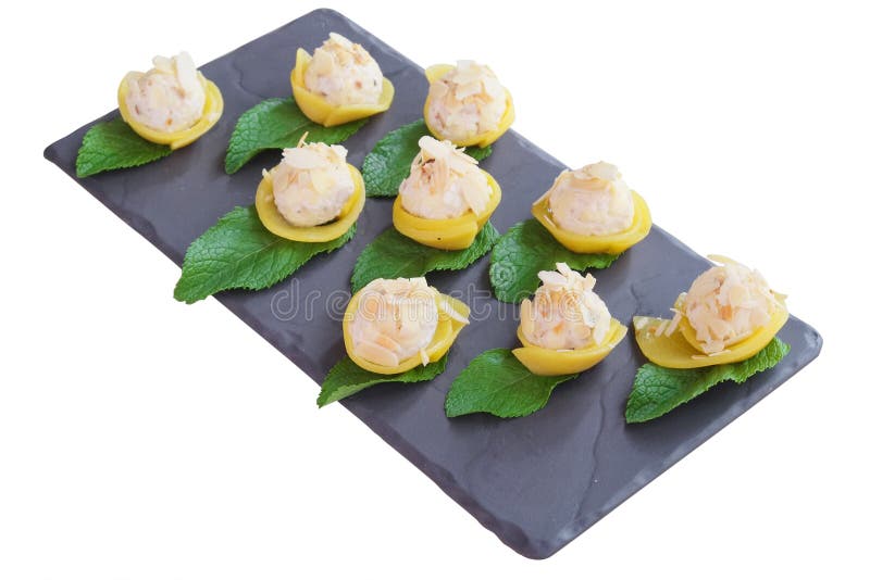 Appetizers on party spoons stock photo. Image of buffet - 40873742