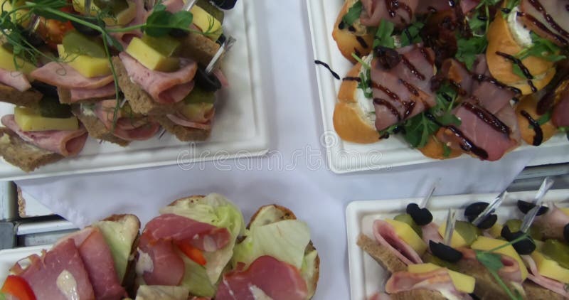 Appetizers with Sausage and Meat. Serving a Banquet Table with Snacks ...