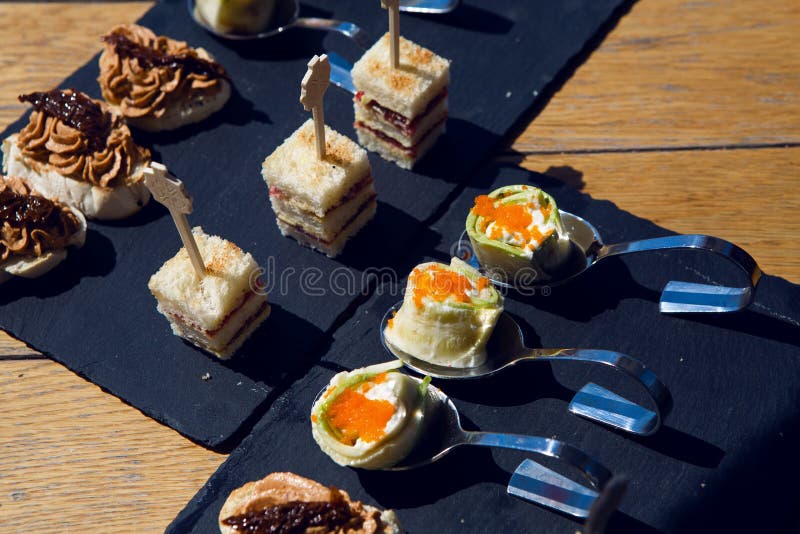 Appetizers on Skewers Lying Stock Photo - Image of food, event: 96426078