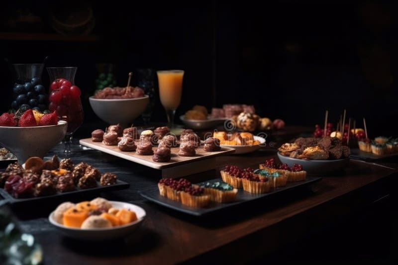 Appetizers Snacks Plate Table. Generate Ai Stock Illustration ...