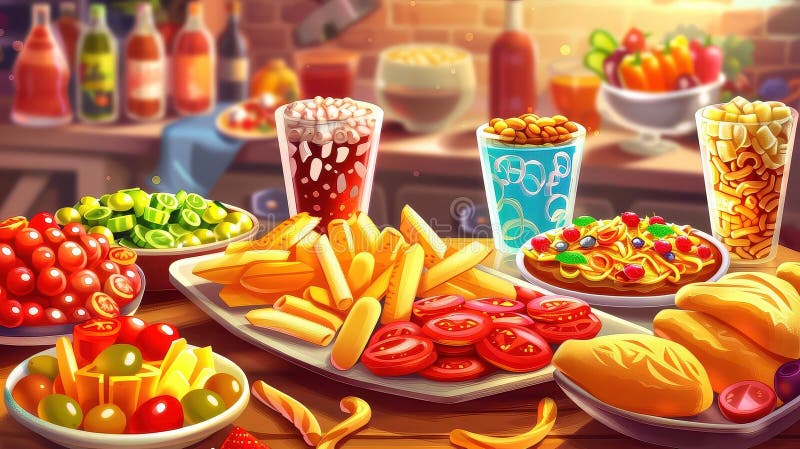 Appetizers and Snacks, a Table Full of Delicious Food Stock ...