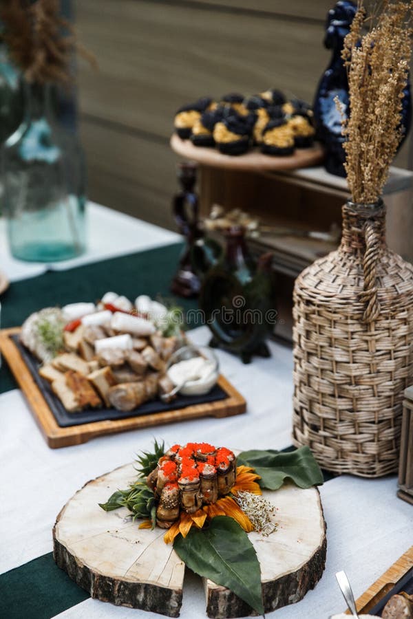 Appetizers and Starters on the Wedding Table Stock Photo - Image of ...
