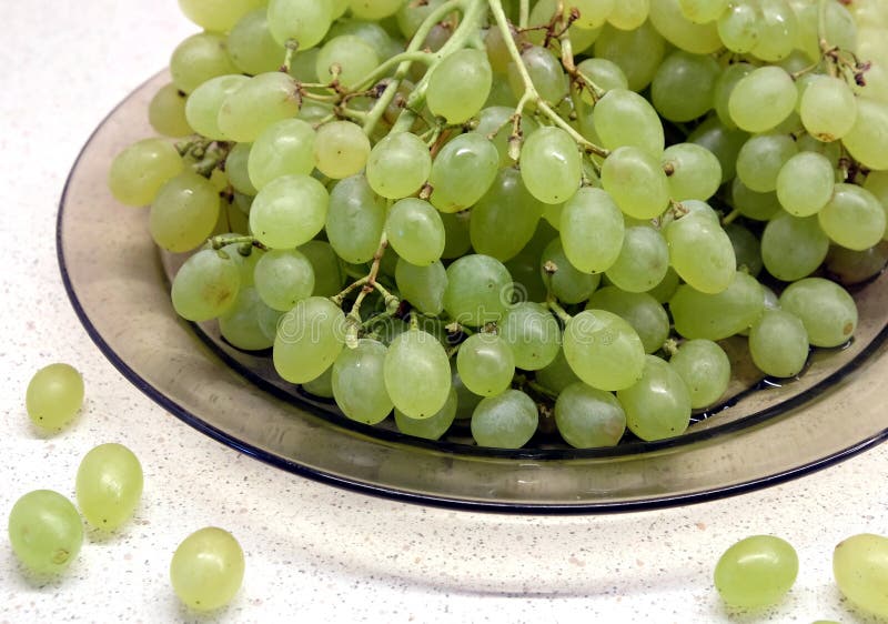 Lot of Grape Bunches with Green Berries in Wicker Basket Isolated Stock ...
