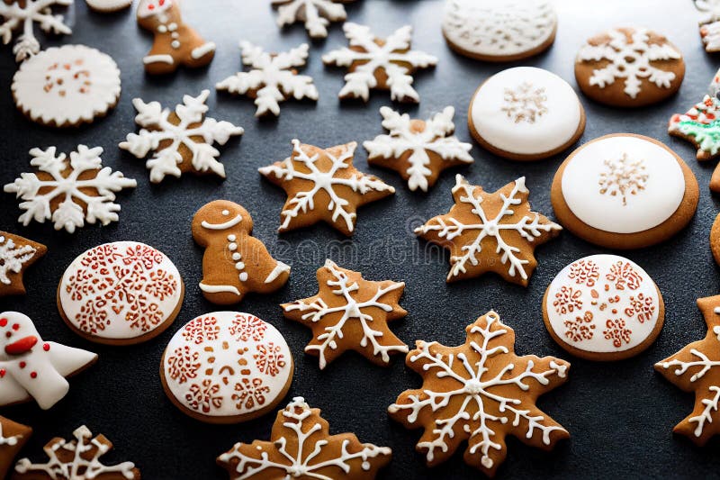 Appetizing Brown Stars and Figures Baked in Form of Gingerbread Cookies ...