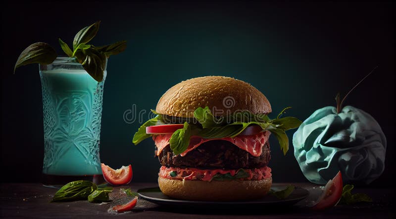 Appetizing Burger Ideal for Advertisements Generative AI Stock ...