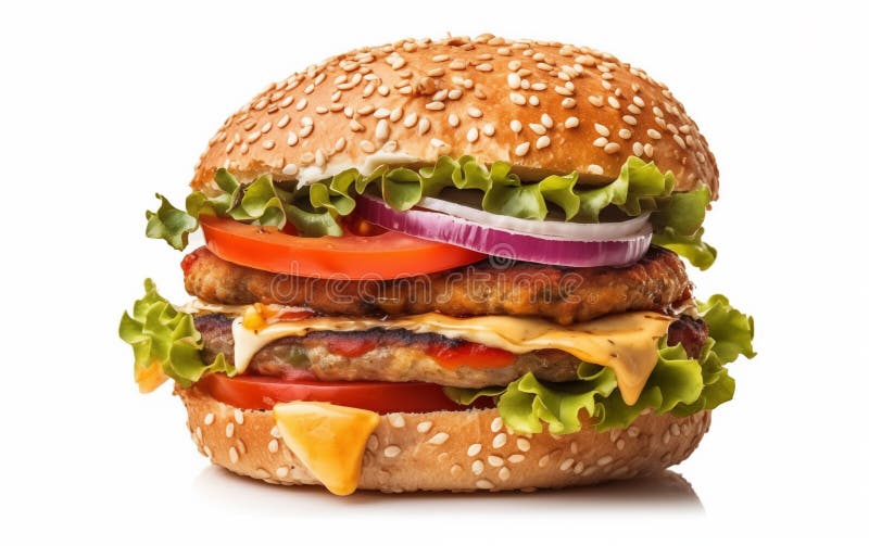 Appetizing Burger on a White Isolated Background Stock Illustration ...