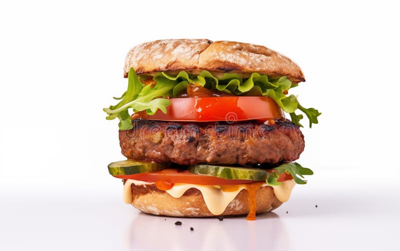 Appetizing Burger on a White Isolated Background Stock Illustration ...