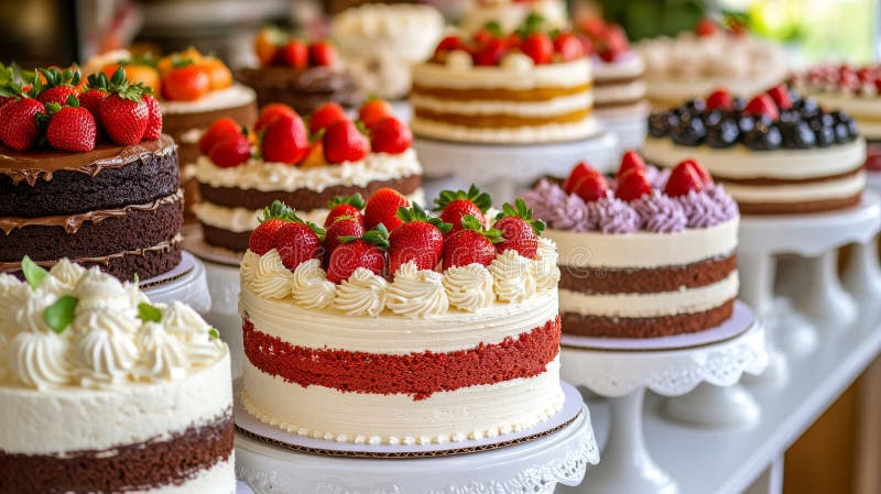 Appetizing Cakes Highlighted in a Bakery Ad Photograph Stock Image ...